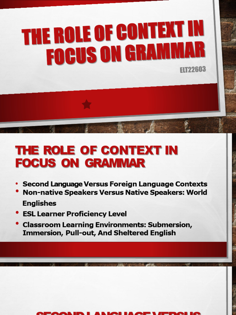 Context's Impact on Grammar Learning | PDF | English As A Second Or ...