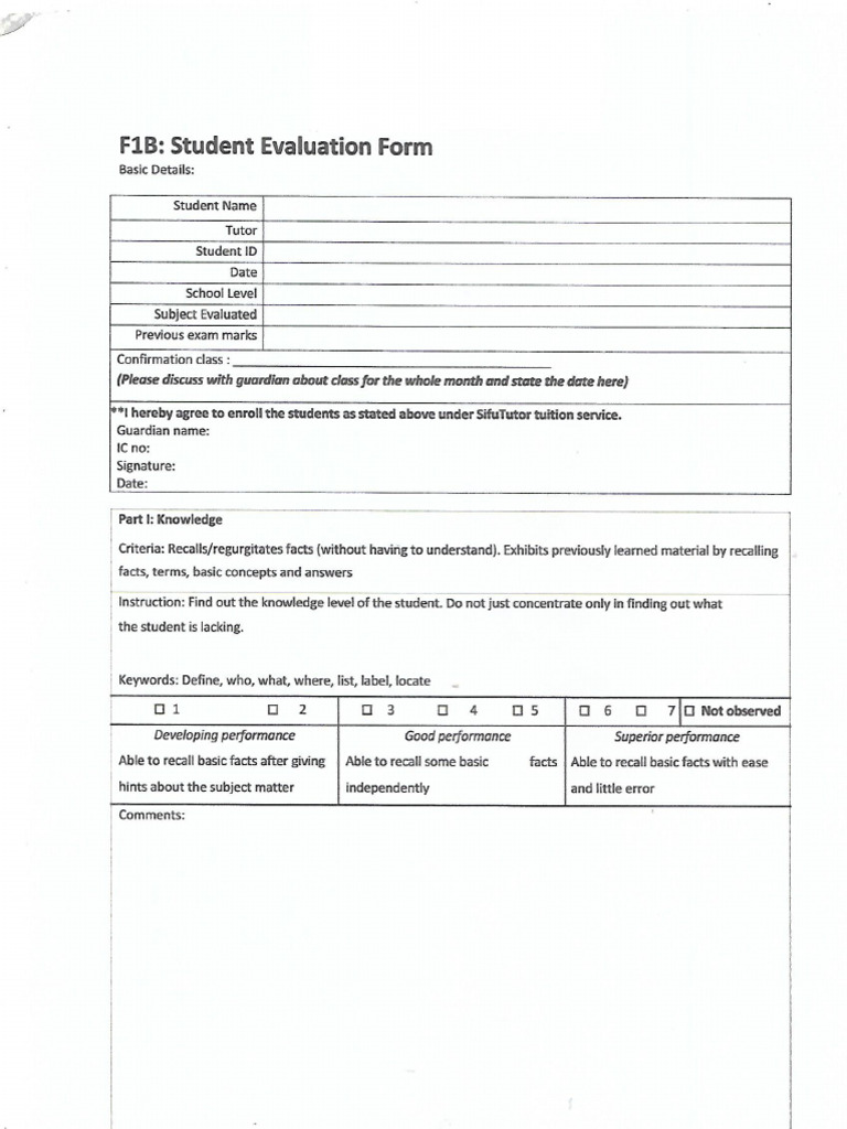 Student Evaluation Form | PDF
