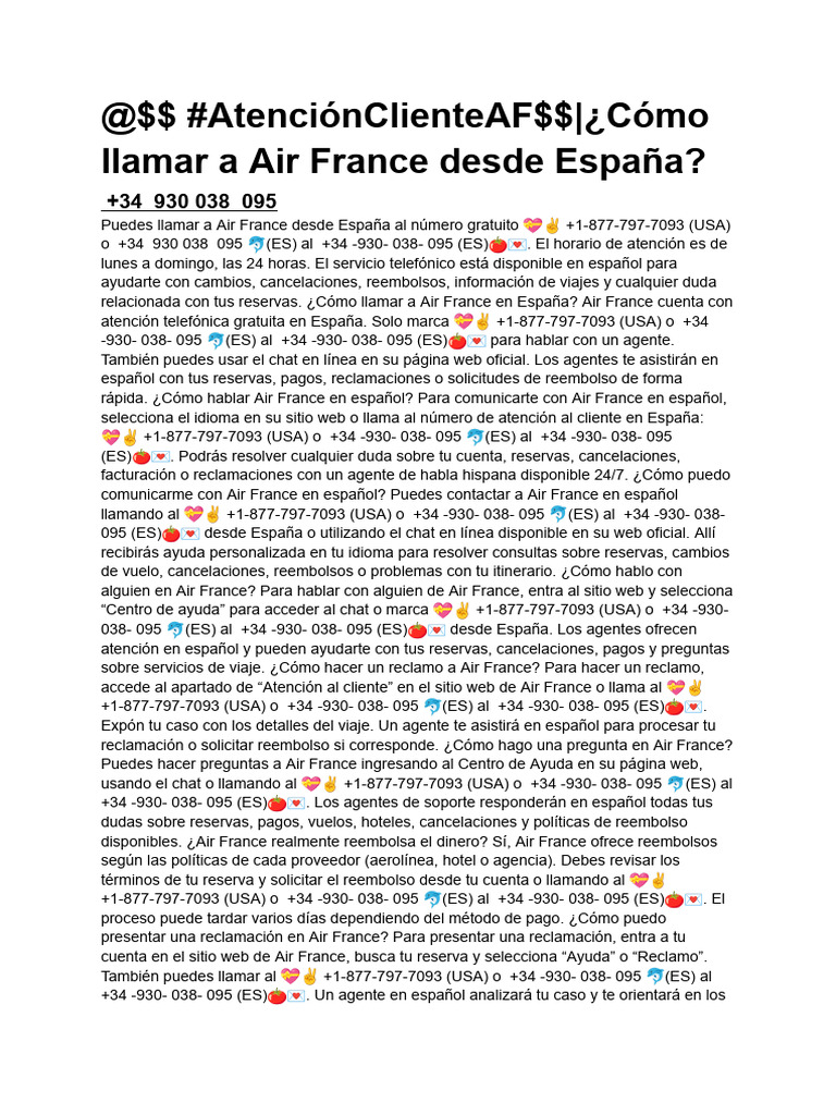 ¿Cómo Llamar A Air France Desde España? | PDF | Chat en linea