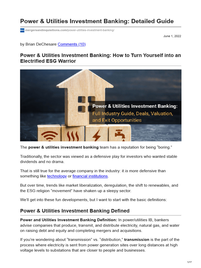 Power & Utilities Investment Banking Guide | PDF | Public Utility ...