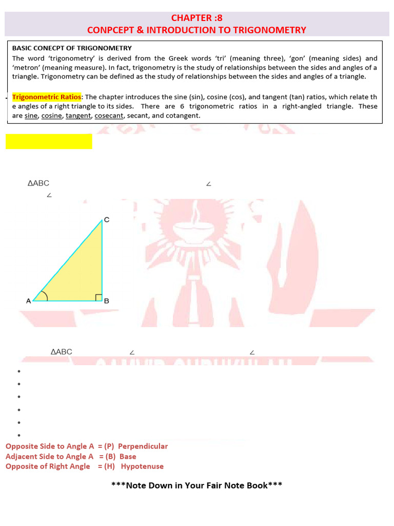 Introduction to Trigonometric Ratios | PDF | Trigonometry ...