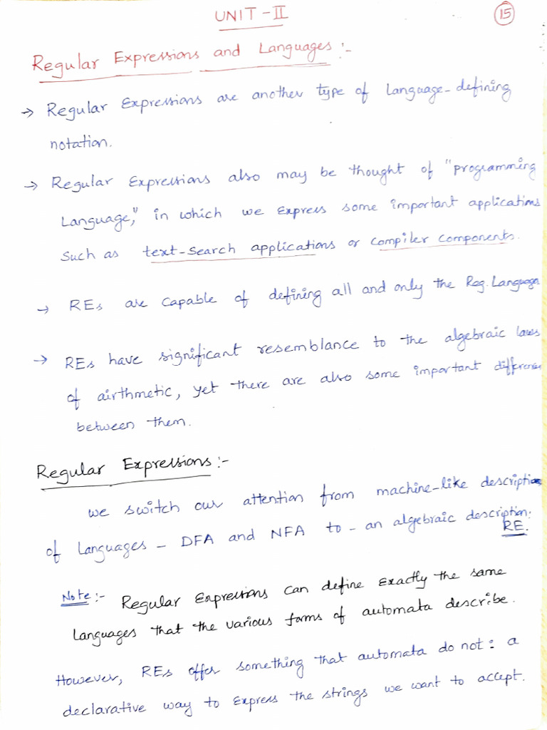 Unit-II Regular Expressions | PDF | Metalogic | Linguistics