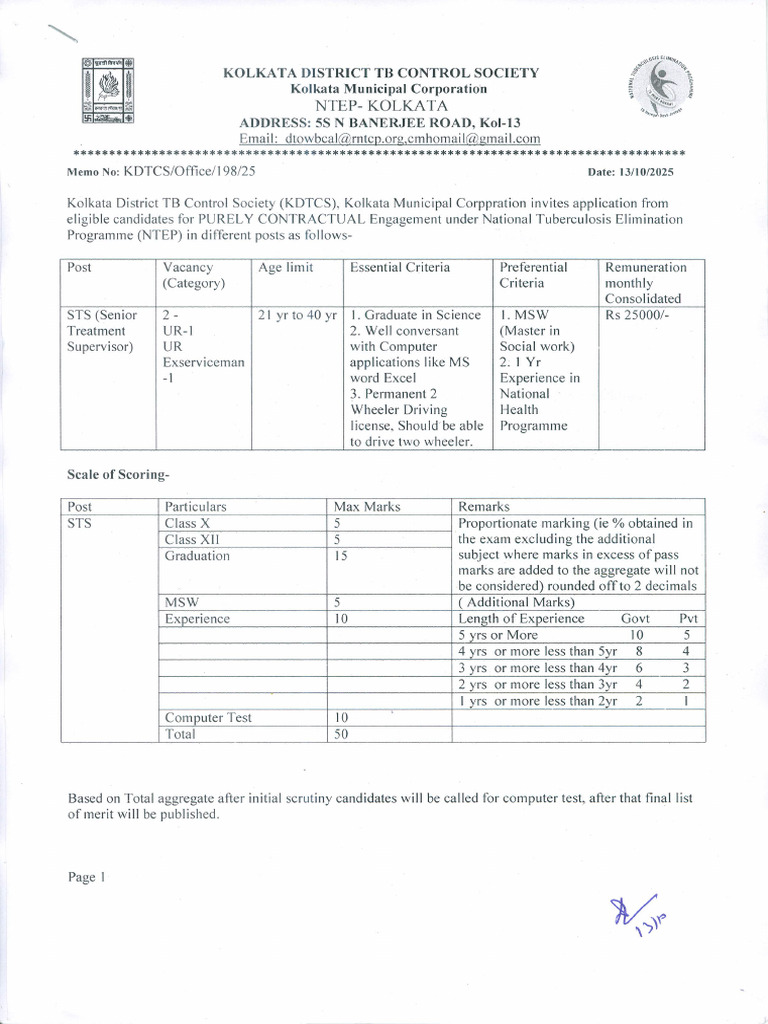 TB Control Society Memo 16-10-2025 | PDF