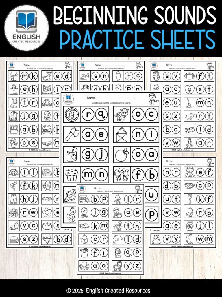 Beginning Sounds Practice Sheets Copyright 2025 English Created ...