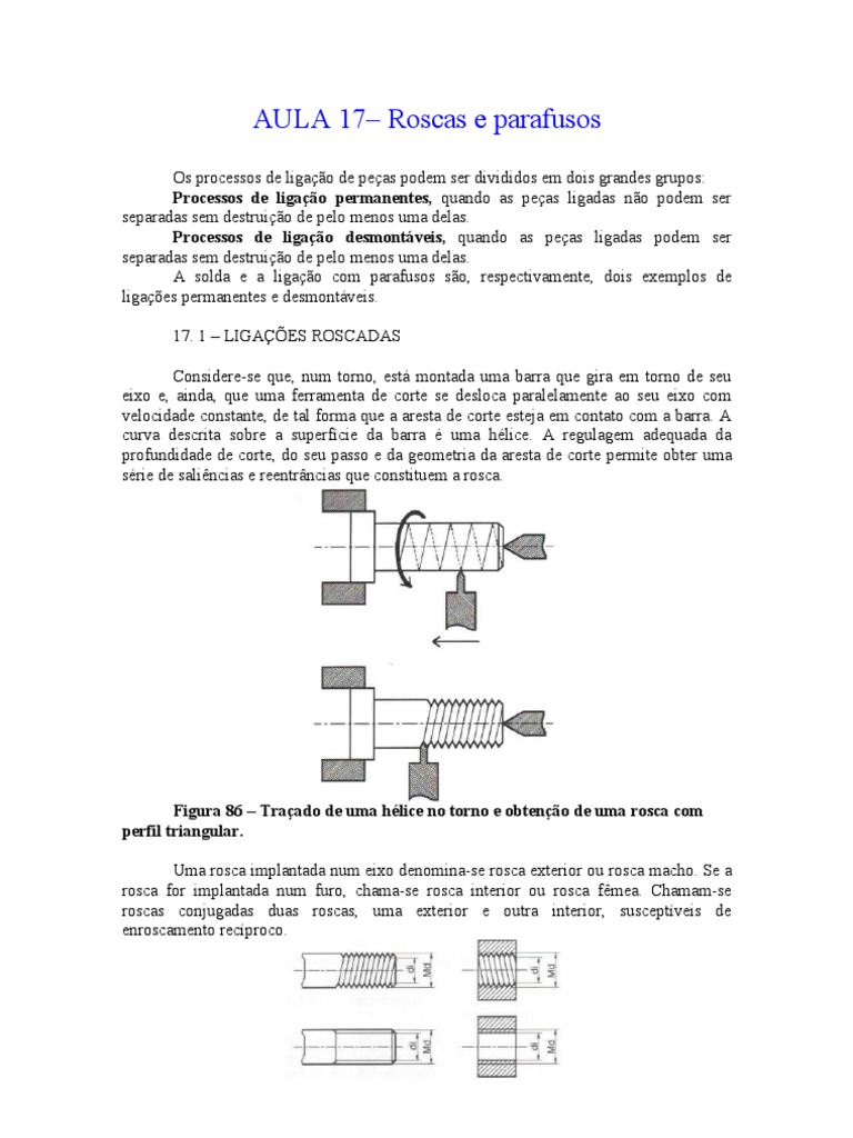 Roscas e Parafusos | PDF | Parafuso | Engenharia Mecânica