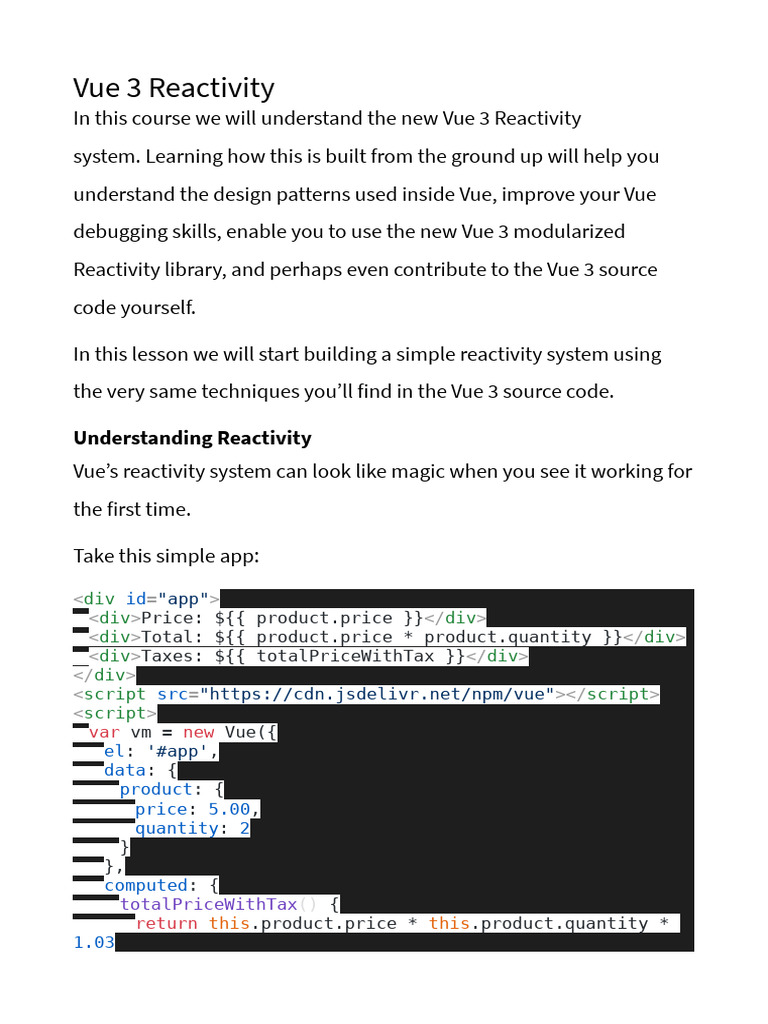 Vue 3 Reactivity | PDF | Prices | Java Script