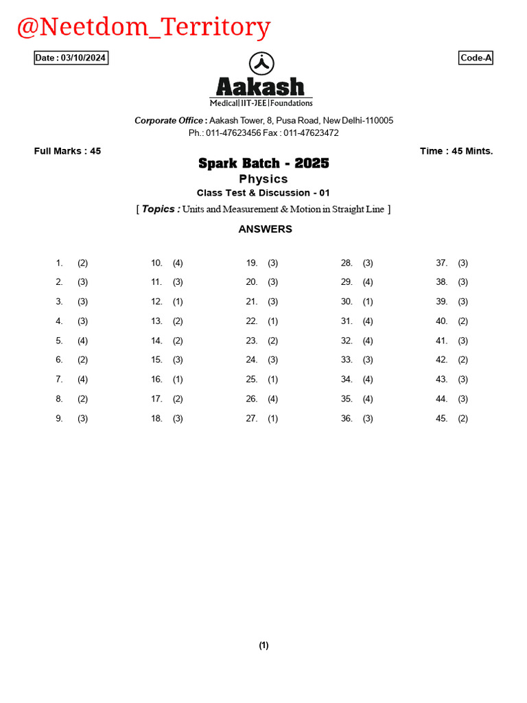 Phys - Spark Sol | PDF | Physical Phenomena | Theoretical Physics