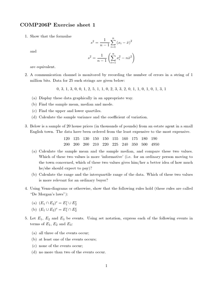 Ex Sheet 1 | PDF