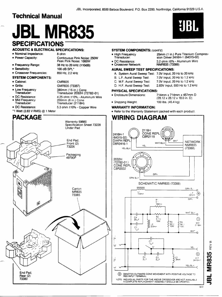 JBL Speaker Mr835 | PDF