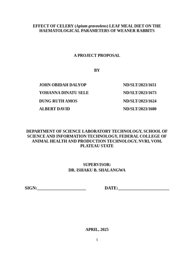 Obida Group Project Proposal 2025a | PDF | Celery | Nutrients