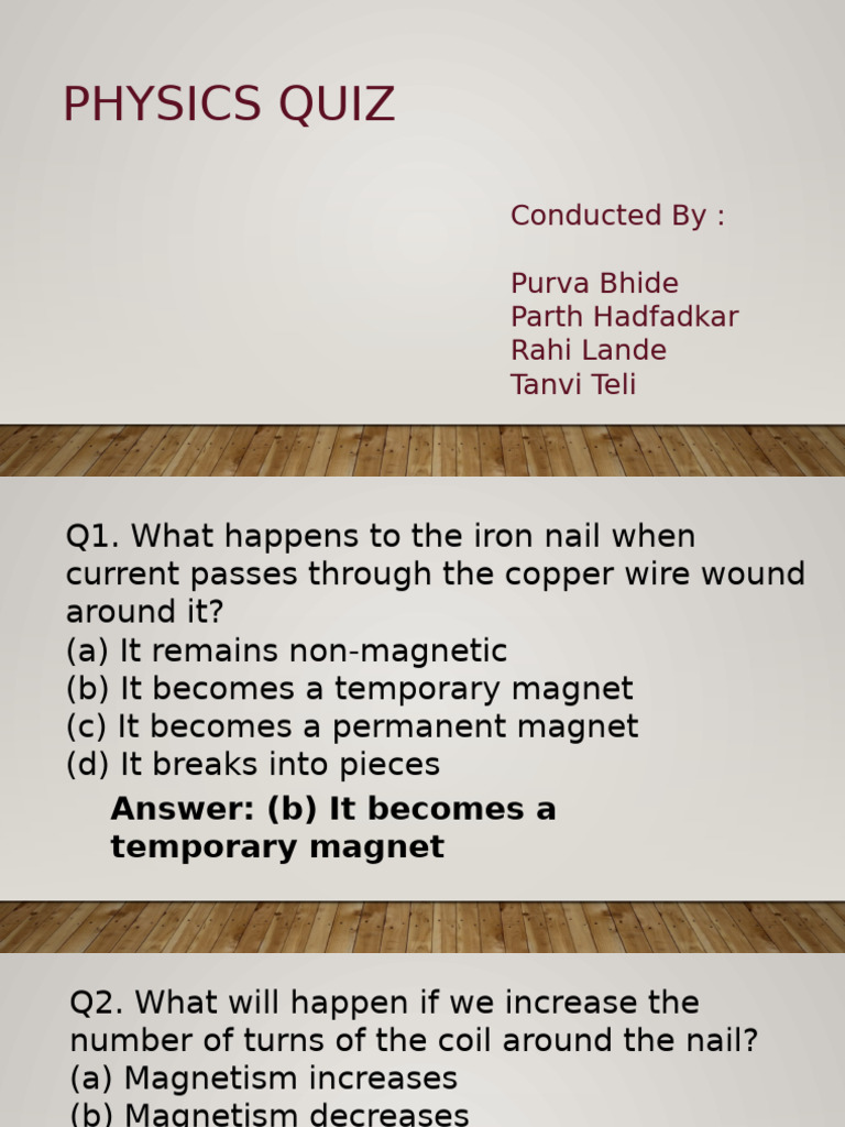 Physics Quiz on Electromagnetism and Motion | PDF | Acceleration | Velocity