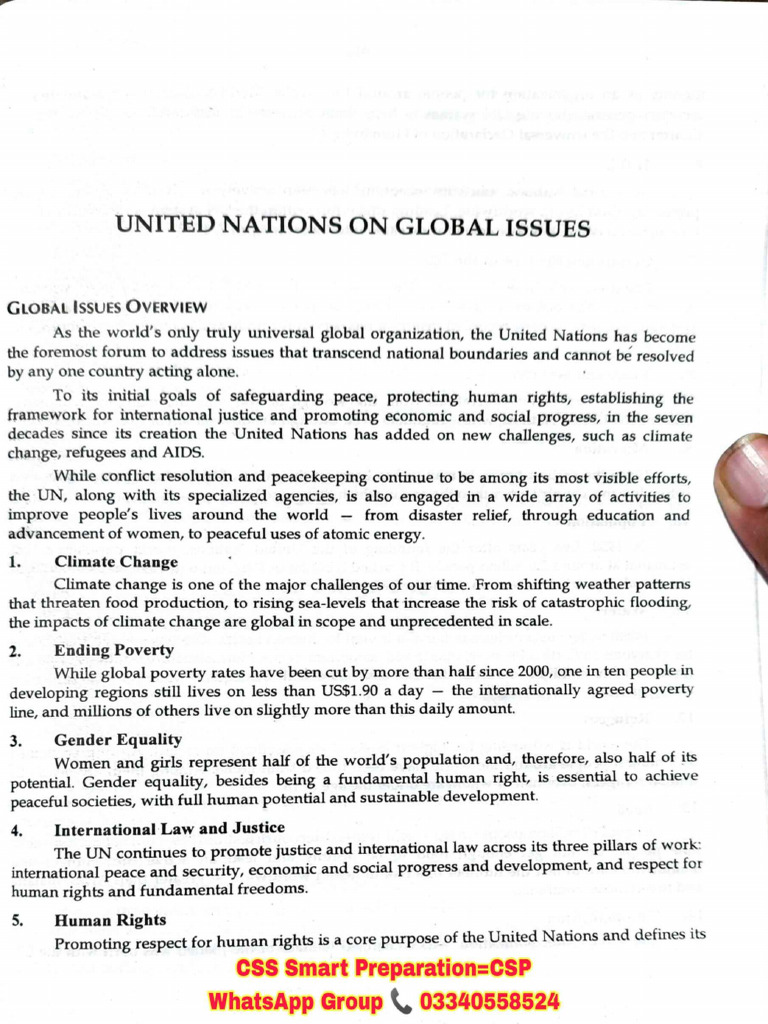 UN Global Issues Overview and Challenges | PDF | Climate Change ...