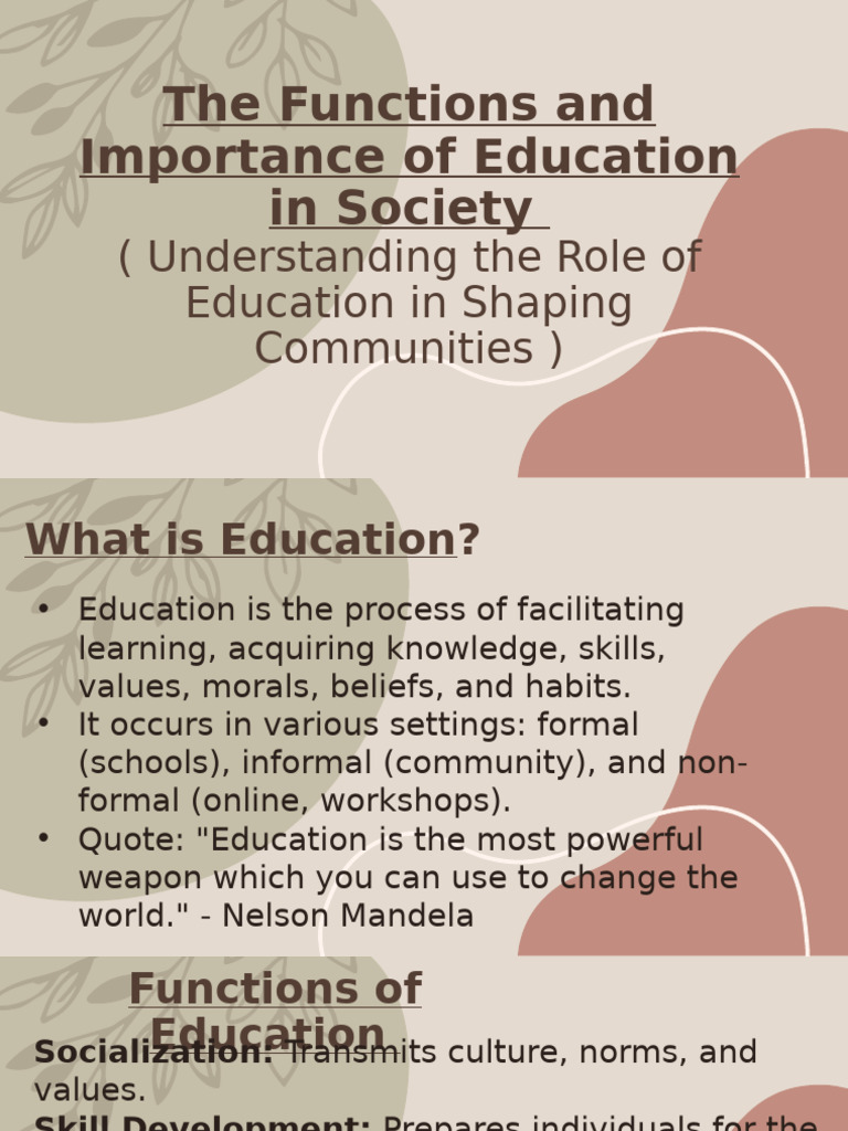 Importance of Education in Society | PDF