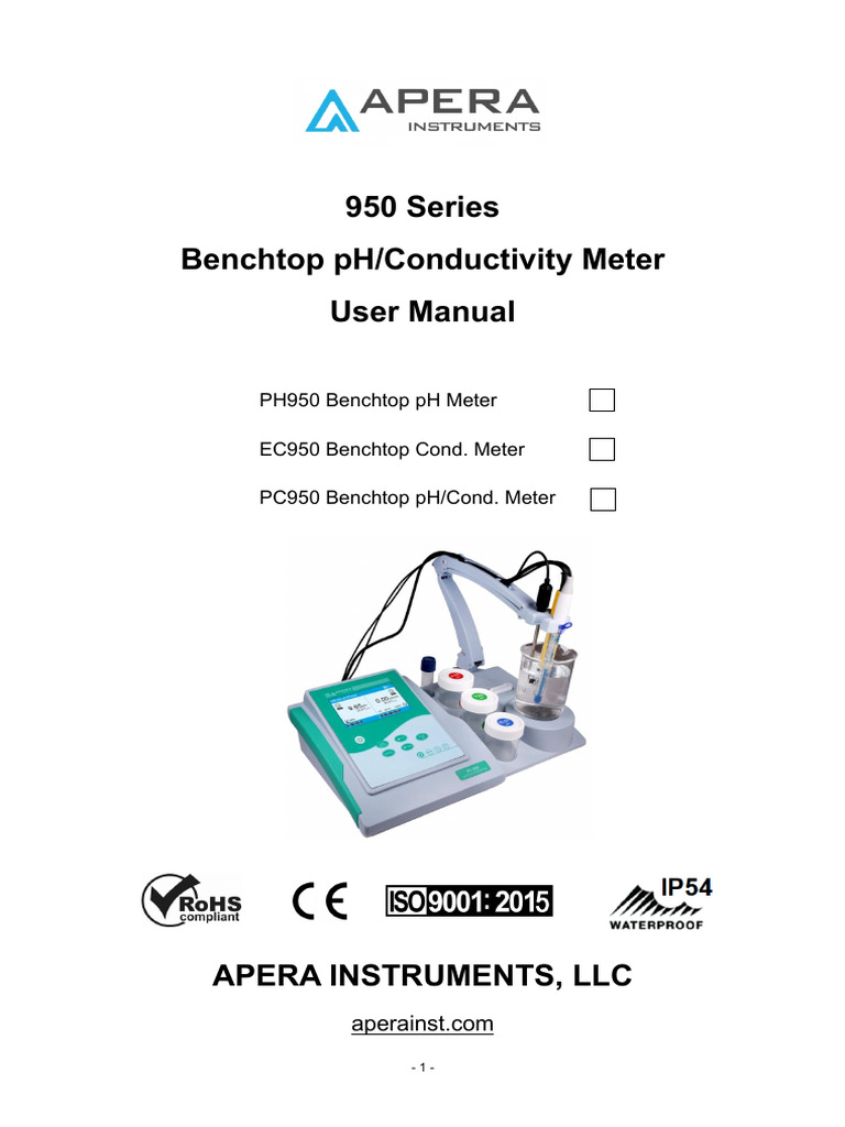 950 Series pH/Conductivity Meter Manual | PDF | Ph | Calibration