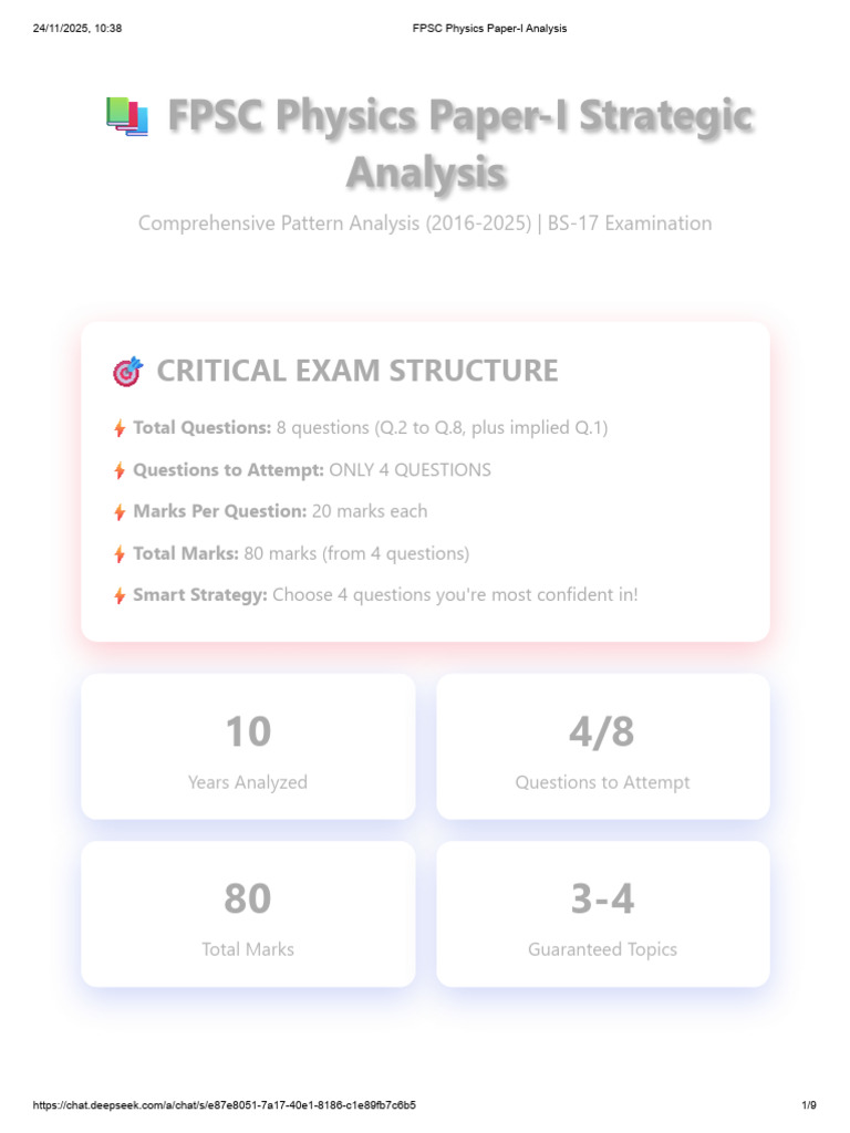 FPSC Physics Paper-I Analysis | PDF | Entropy | Waves