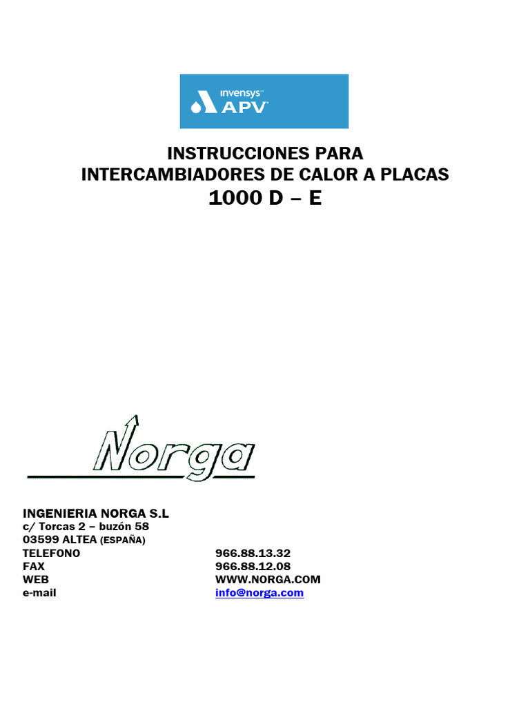 MANUAL_INTERCAMBIADORES_APV ( ESPAÑOL ) | PDF