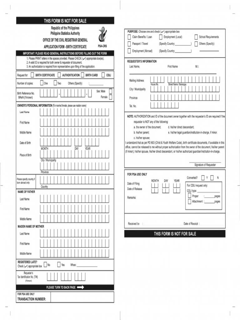 Birth Application Form | PDF