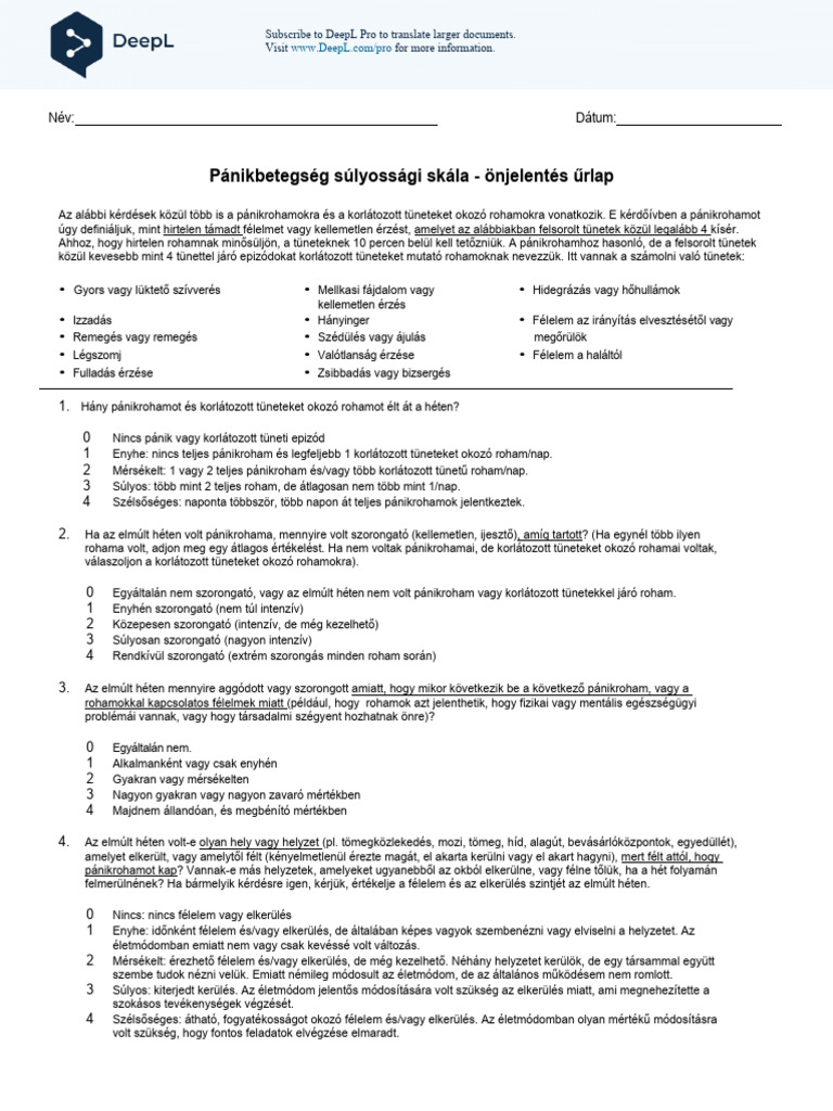 Panic, Assessment Pdss Hu - Unlocked | PDF