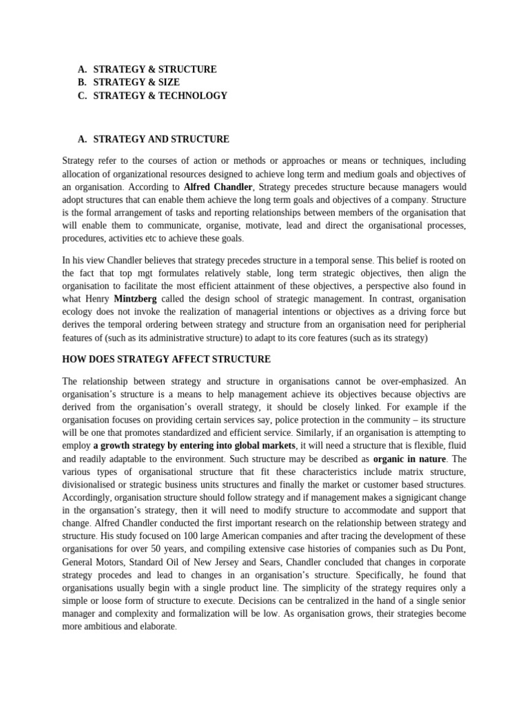 Strategy and Structure | PDF | Goal | Organizational Structure