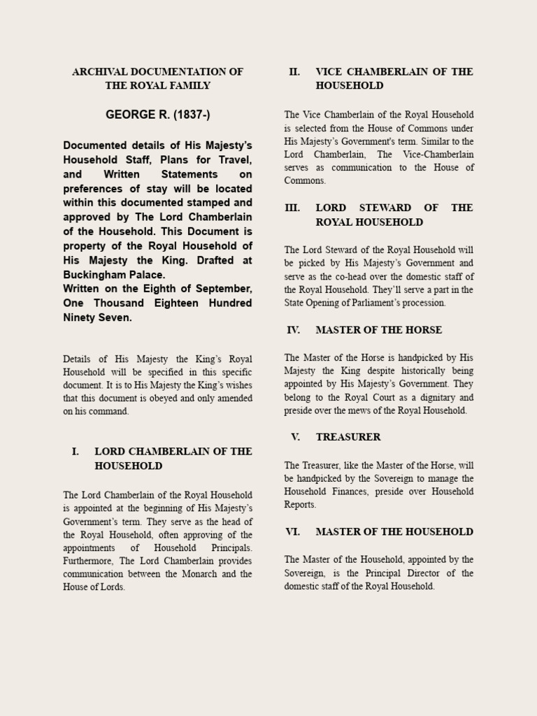 Household Papers - The King's Household Staff | PDF | Government ...