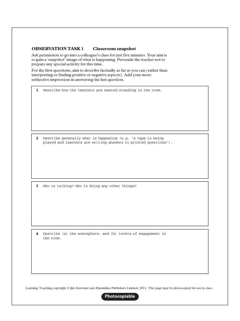 1 Classroom Snapshot | PDF