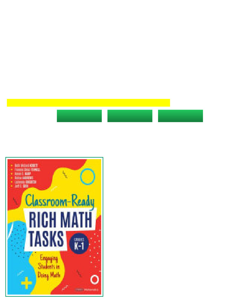 (Ebook) Classroom-Ready Rich Math Tasks for Grades K-1 : Engaging ...