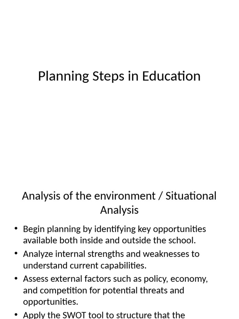 Planning Steps in Education | PDF | Goal | Policy