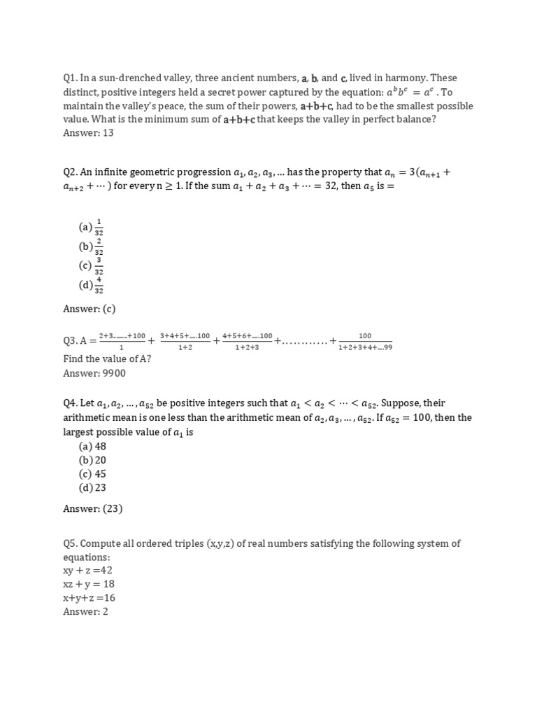 Algebra Marathon | PDF | Elementary Mathematics | Mathematical Analysis