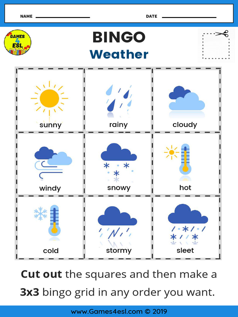 Weather Worksheet Bingo | PDF
