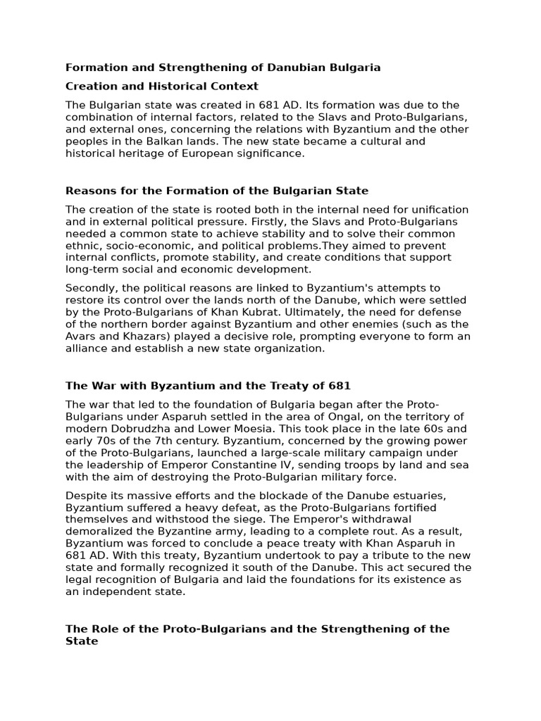 Formation of Danubian Bulgaria in 681 AD | PDF | Byzantine Empire | Europe