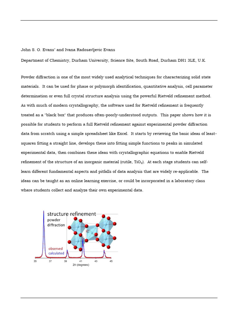 Structure Analysis From Powder Diffraction Data: Rietveld Refinement in ...