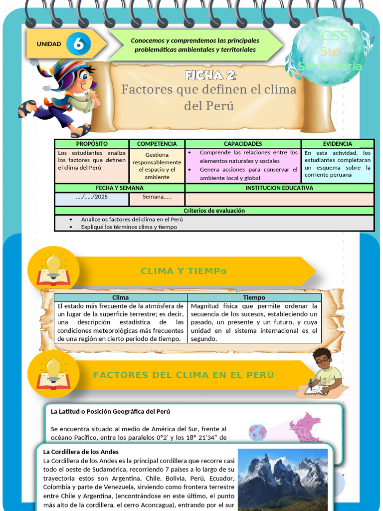 Ficha de Actividad S2 (U6) (5° Grado) - CCSS | PDF | Clima | Atmósfera