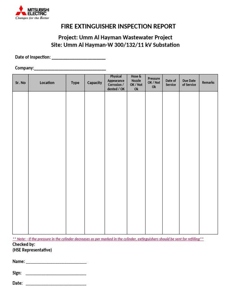 Fire Extinguisher - Monthly Inspection Report-11-12 | PDF