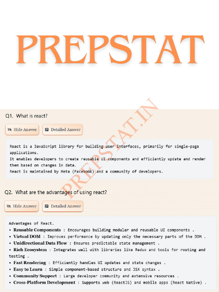 Most Asked ReactJS Interview Questions | PDF