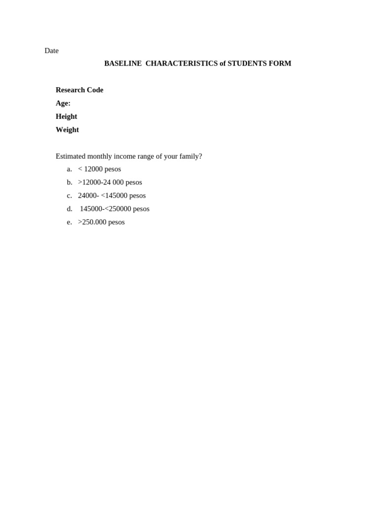 Data Collection Form | PDF | Strength Training
