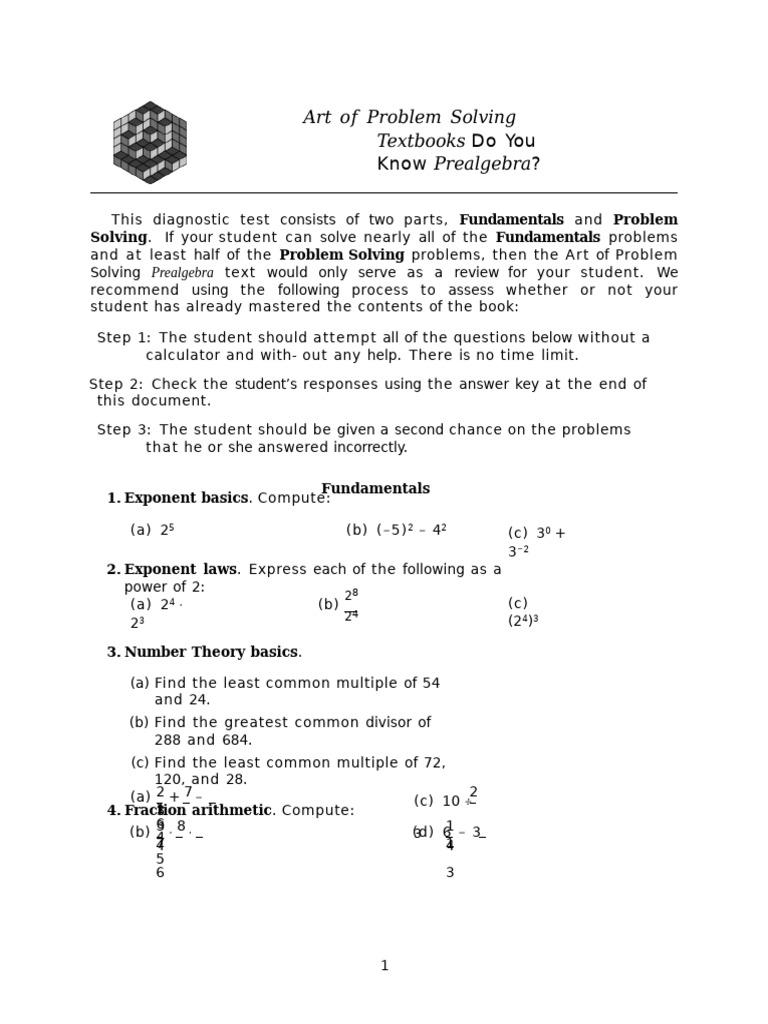 Aops Post Test Prealgebra | PDF | Square Root | Algebra