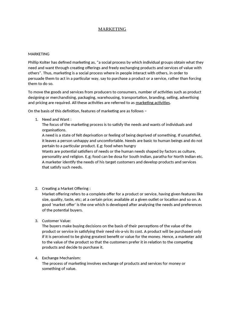 Marketing Notes | PDF | Marketing | Sales