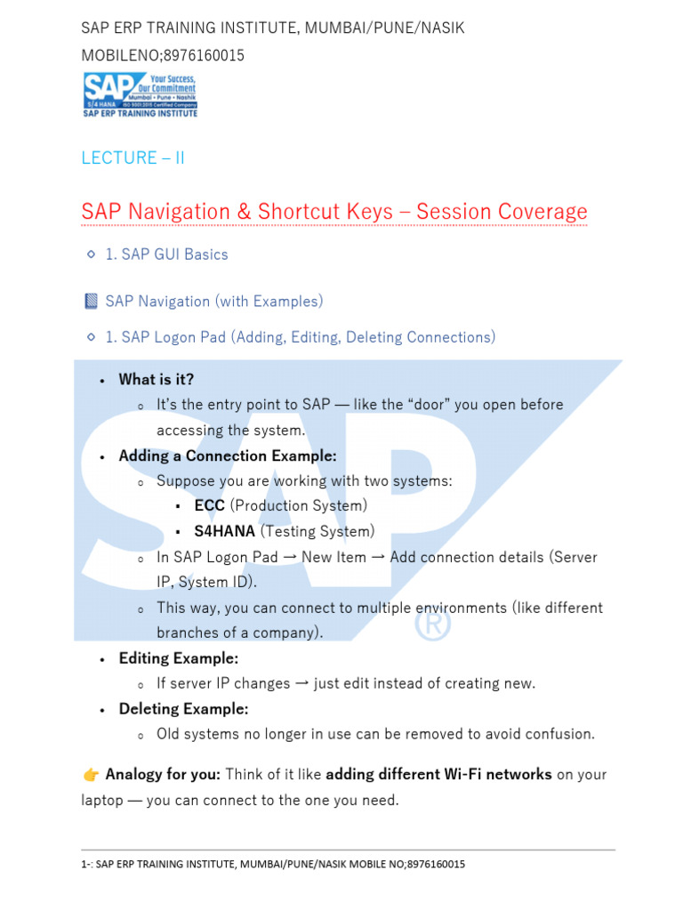 Day - III SAP Navigation and Shortcut Keys | PDF | Control Key | Menu ...