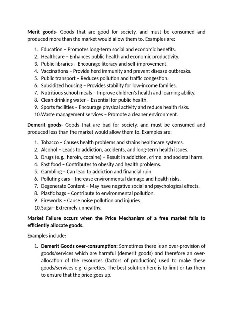 Understanding Merit and Demerit Goods | PDF | Goods | Subsidy