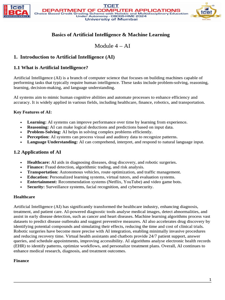 Basics of AIML Module 4 | PDF | Artificial Intelligence | Intelligence (AI) & Semantics