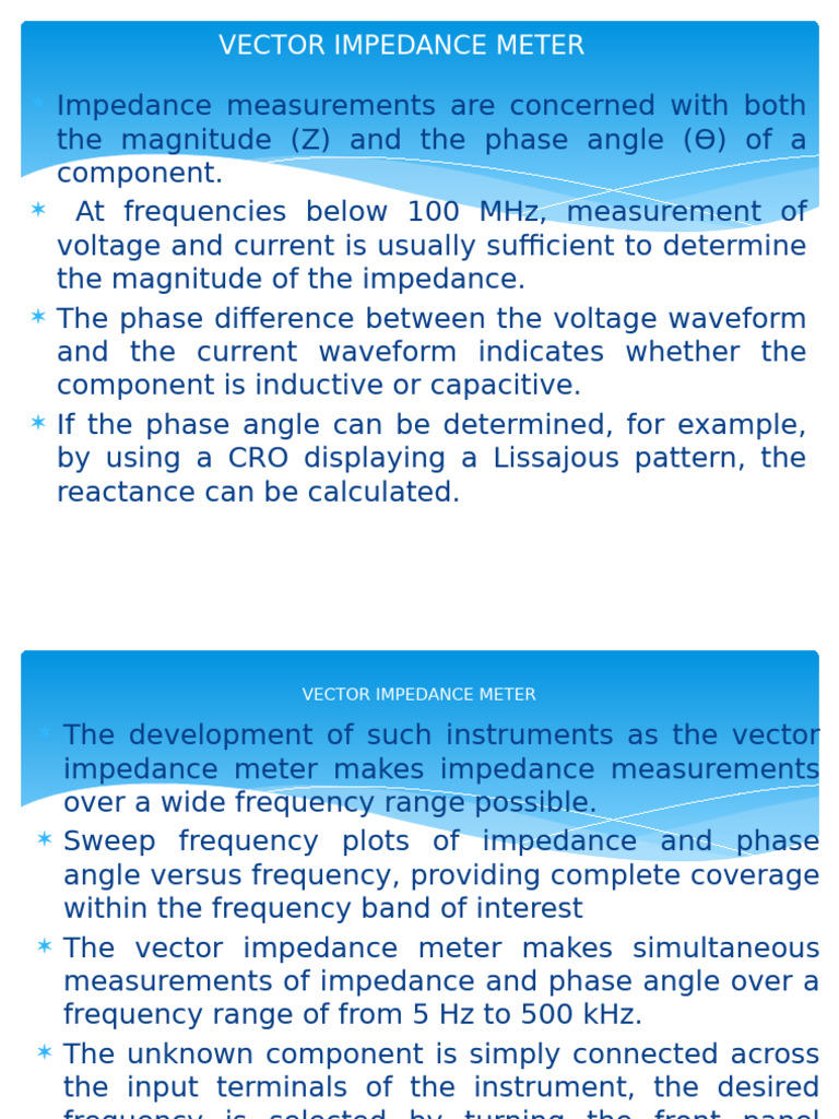 Vector Impedance Meter Overview | PDF | Amplifier | Electrical Impedance
