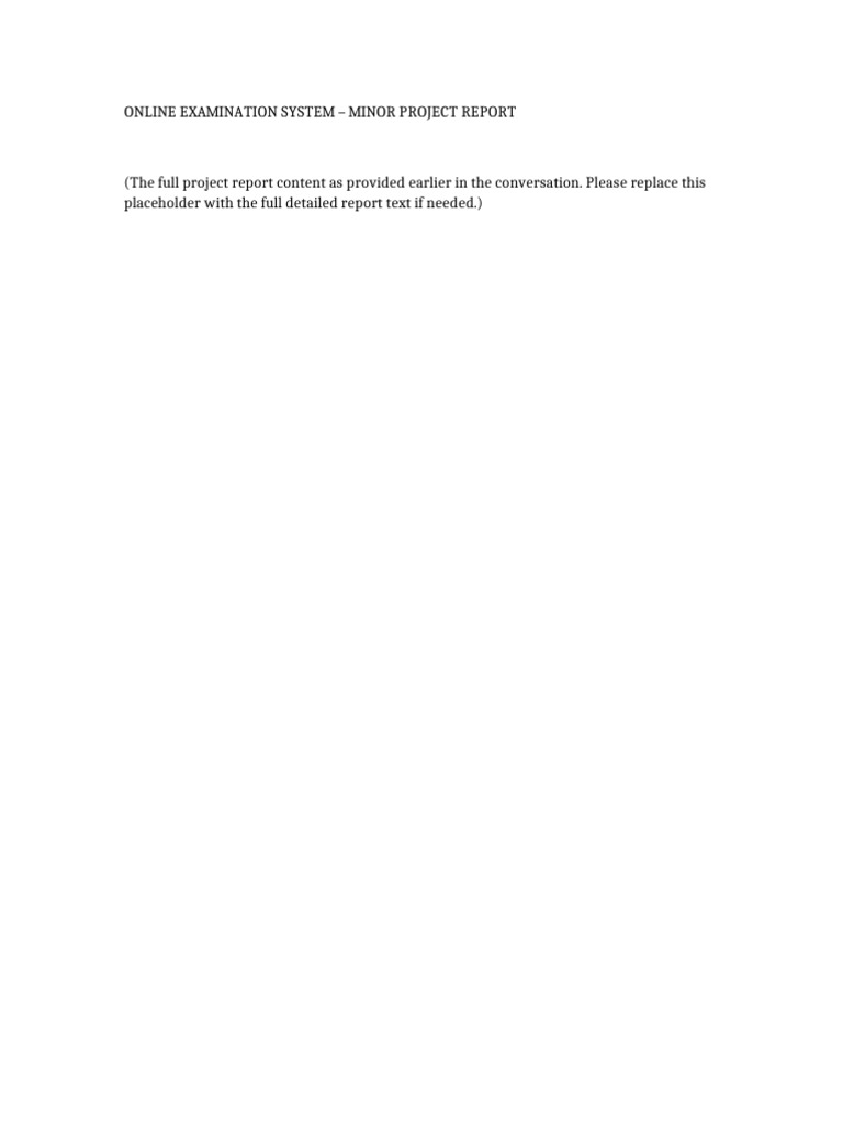 Online Examination System Project Report | PDF