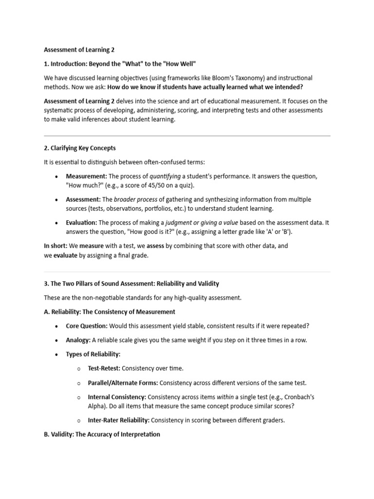 Assessment of Learning 2 | PDF | Educational Assessment | Validity ...