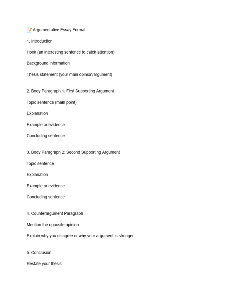 Argumentative Essay Structure Guide | PDF | Essays | Argument