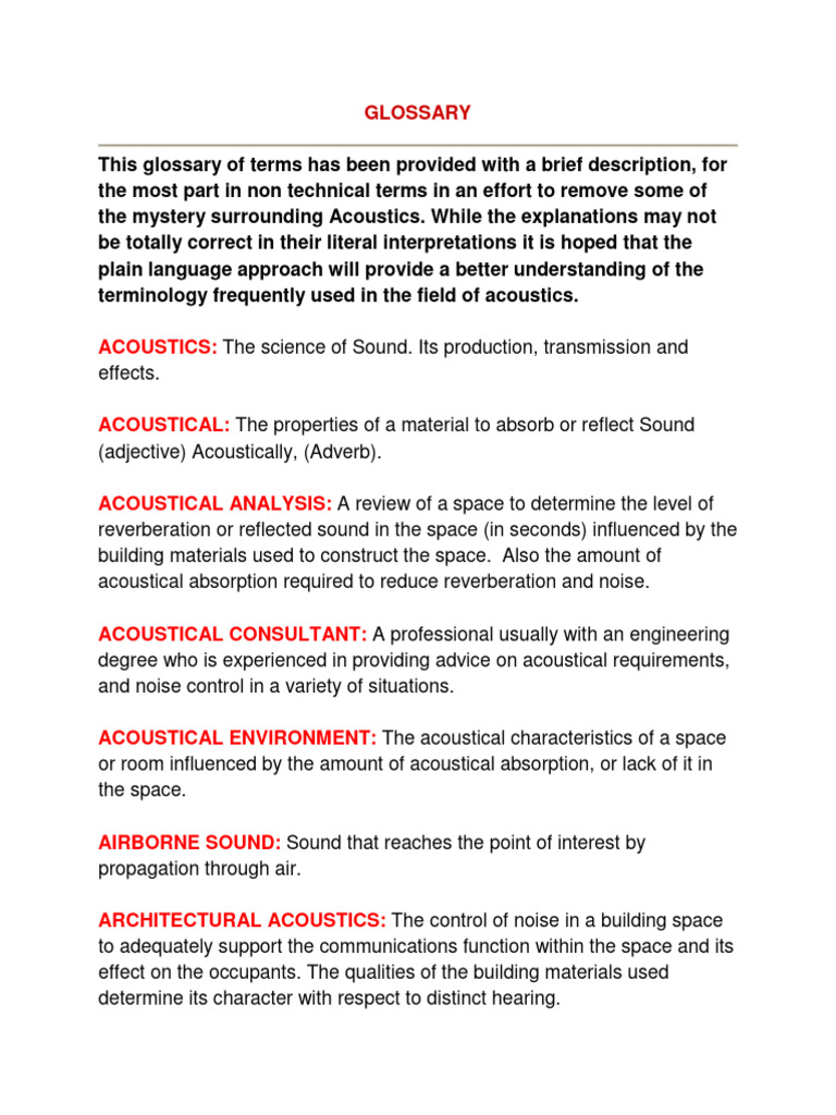 GLOSSARY | PDF | Sound | Noise