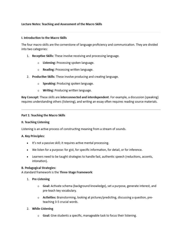 Teaching and Assessing Macro Skills | PDF | Educational Assessment ...