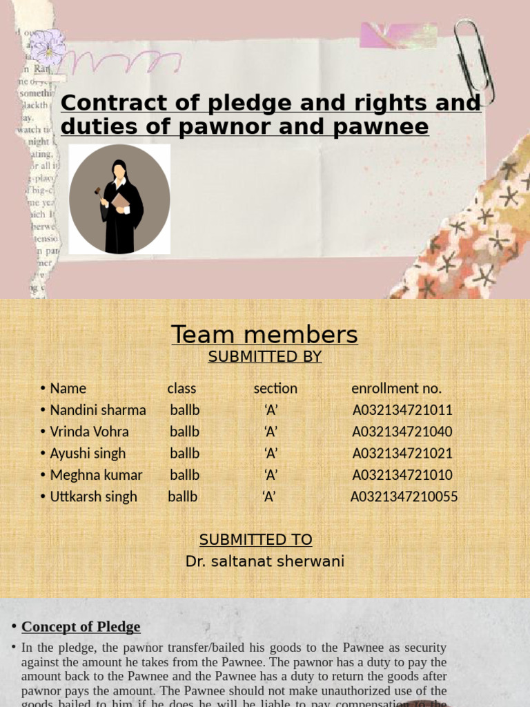 Contract of Pledge and Rights and Duties | PDF | Damages | Justice