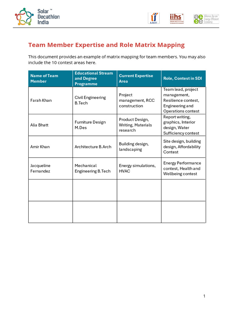 Team Member Expertise and Role Matrix Mapping_BD | PDF