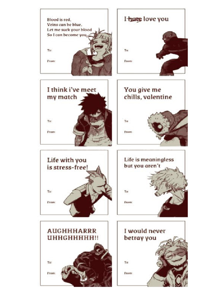 Mha Lov Cards Print | PDF