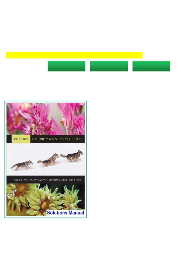 Biology The Unity and Diversity of Life 13th Edition Starr Solutions ...